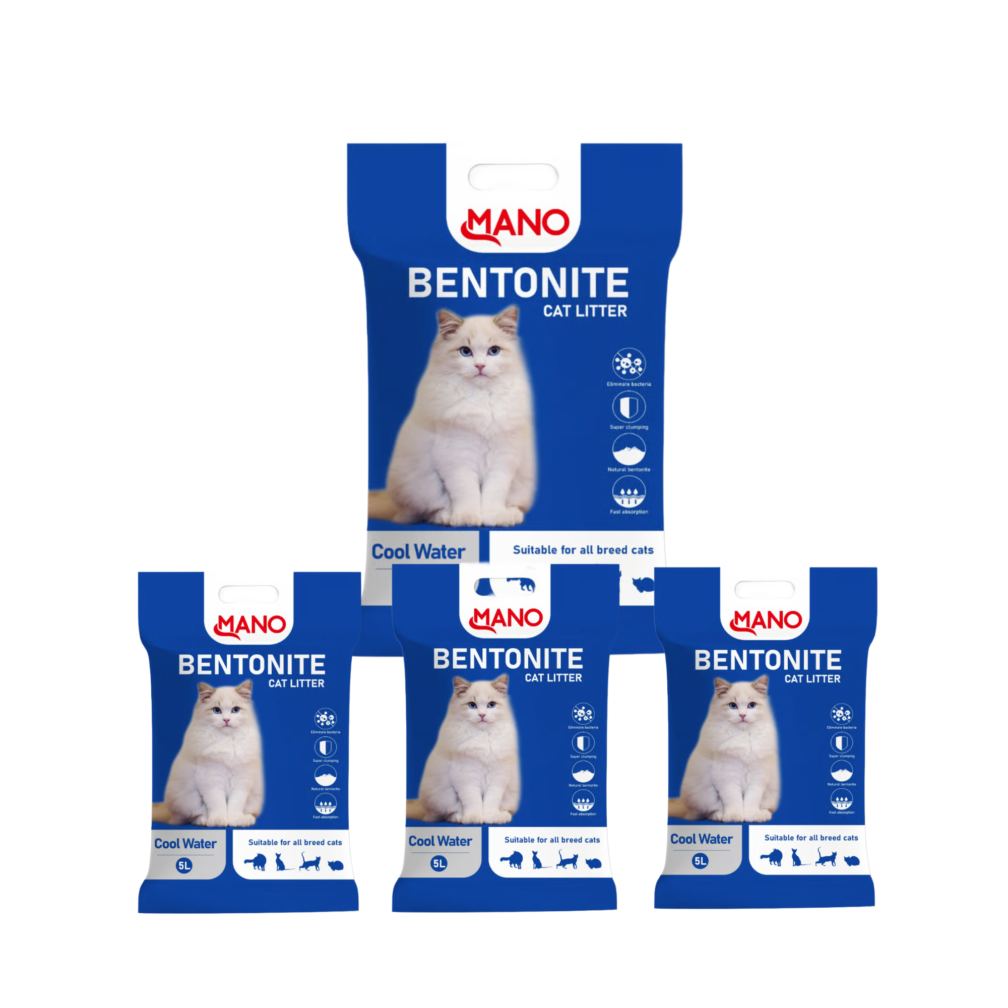 MANO Bentonite Imported Cat Litter – Cool Water 5L | Deal 4 packs ...