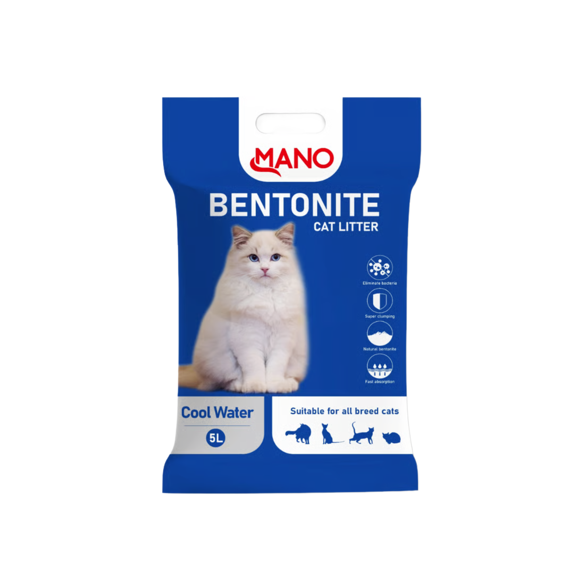 MANO Bentonite Imported Cat Litter – Cool Water 5L - Mini Pets World